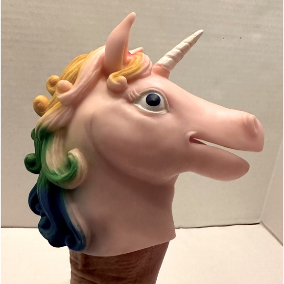 Toys | Rainbow Unicorn Hand Puppet Latex Moveable Mouth Textured Mane ...